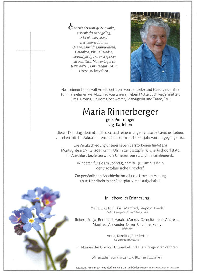 Todesfall Maria Rinnerberger