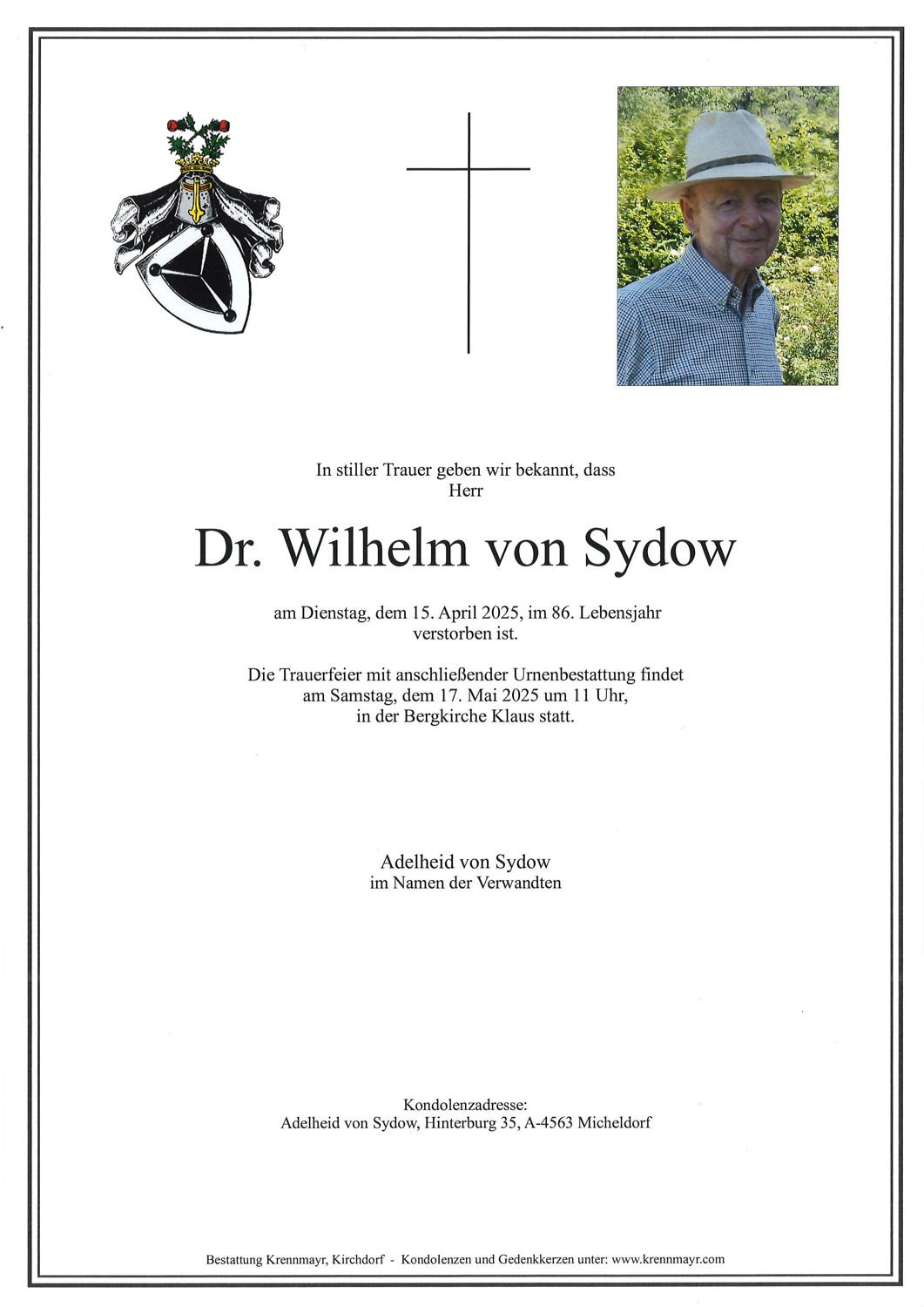 Todesfall Dr. Wilhelm von Sydow