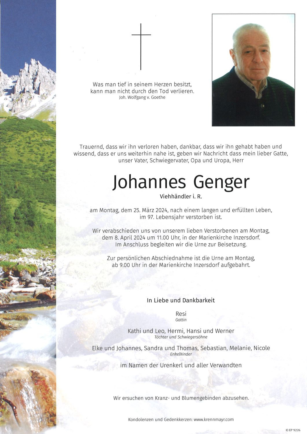 Todesfall Johannes Genger