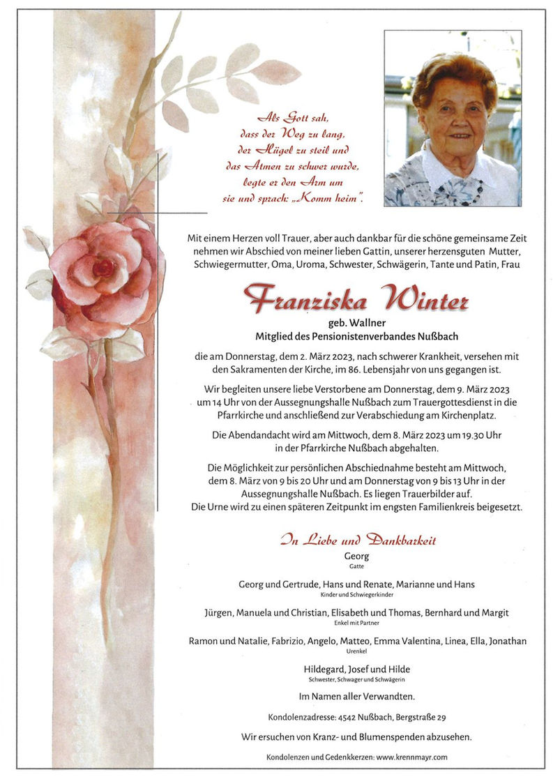 Todesfall Franziska Winter