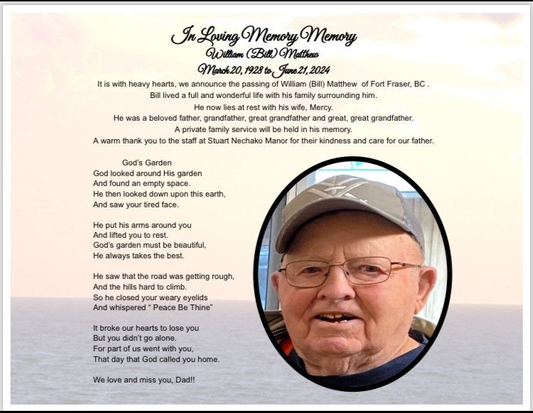 William (Bill) Matthew March 20, 1928 ~ June 21, 2024 | Grace Memorial