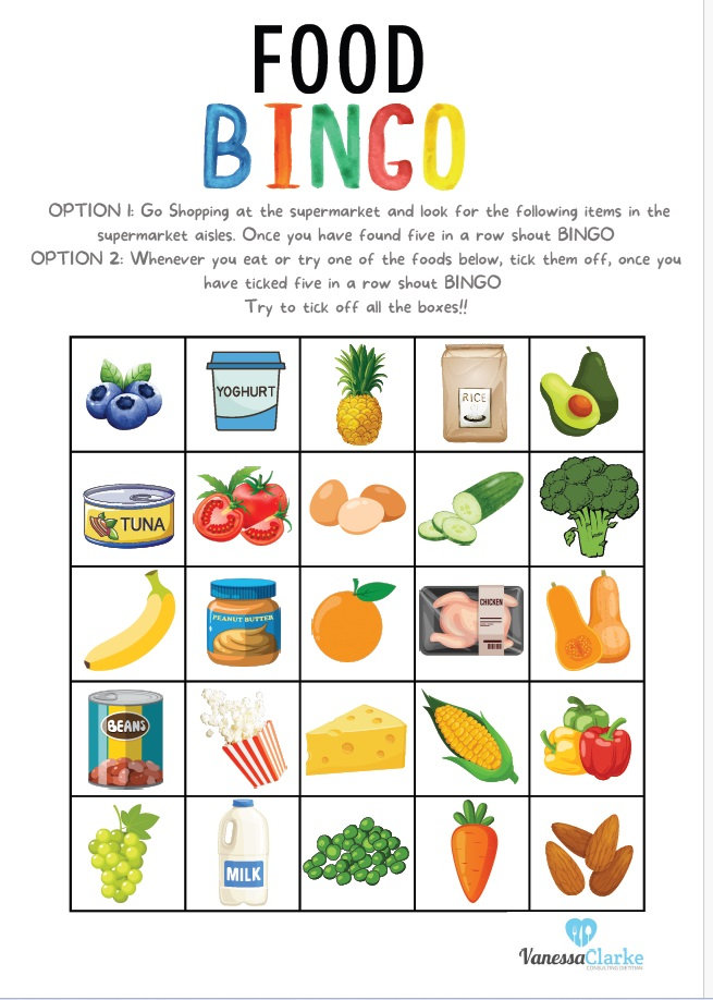 How to Make Trying New Foods Fun for Kids: Free Downloadable Food Bingo ...
