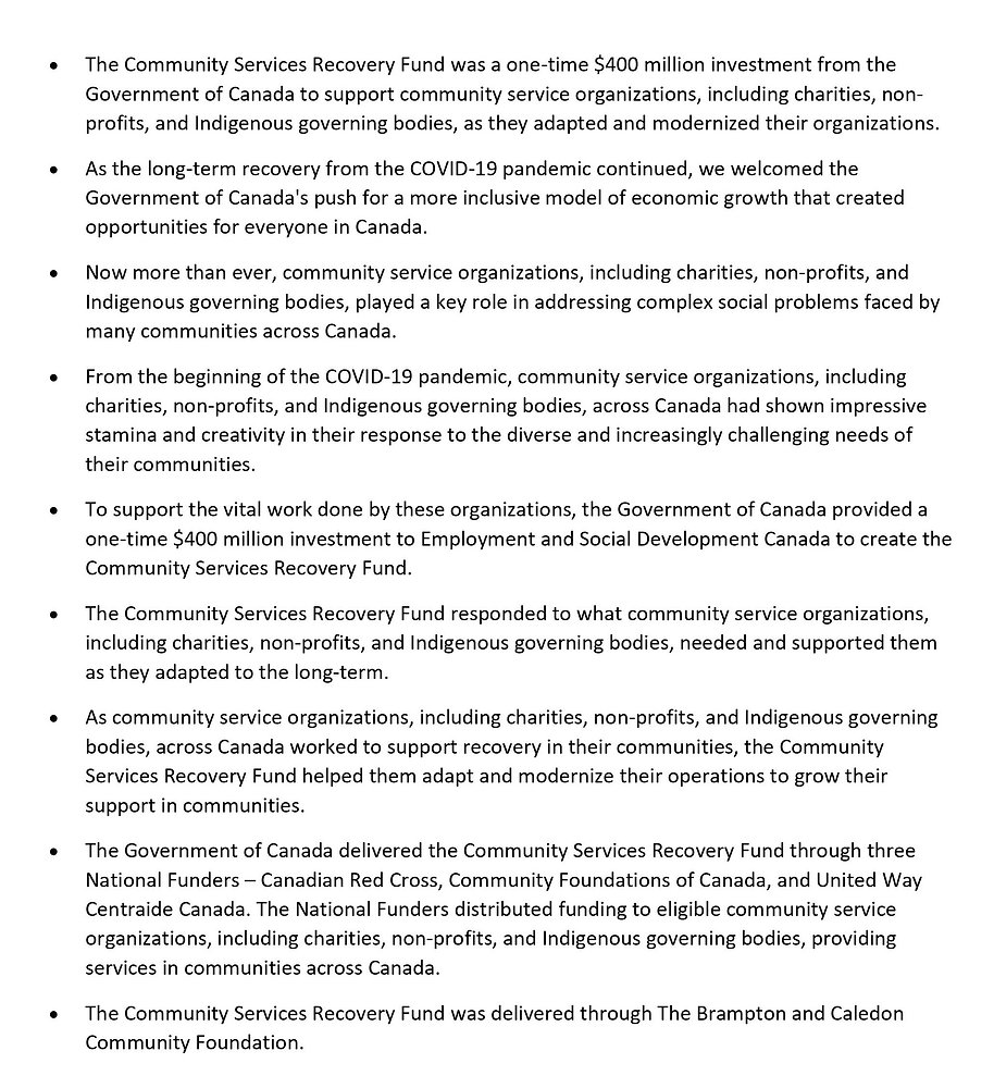 Community Services Recovery Fund