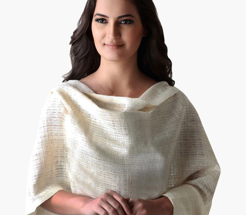 Pure Silk Ivory Stole | soilofindia.in