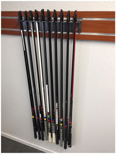 Golf shaft, grip, component displays