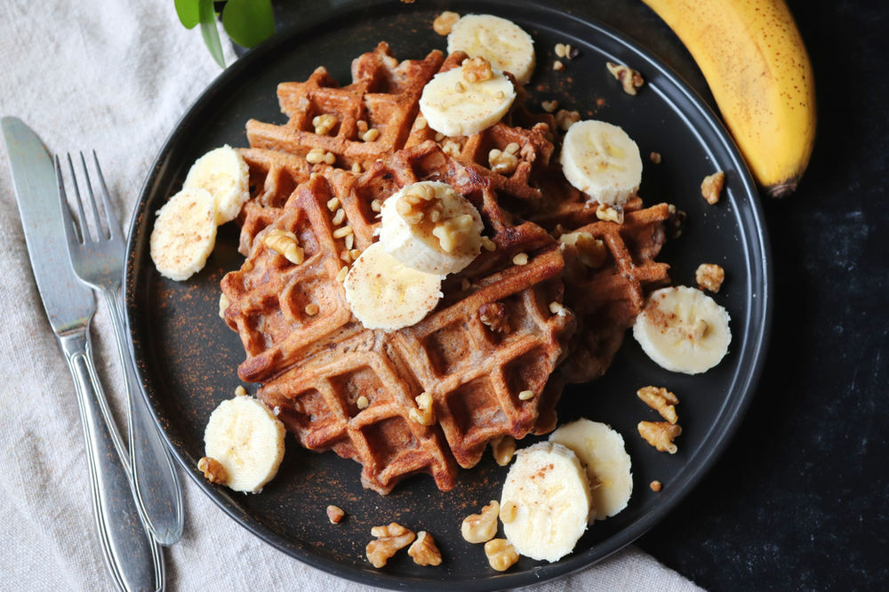 Banana Walnut Waffles