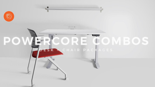 Desk + Chair + Desktop power + Floating shelf | Powercore