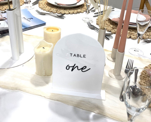 Table Numbers - White Acrylic Arch | Style Studio