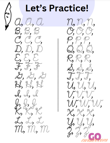 Intermediate: Cursive Alphabet Review | My Site 9