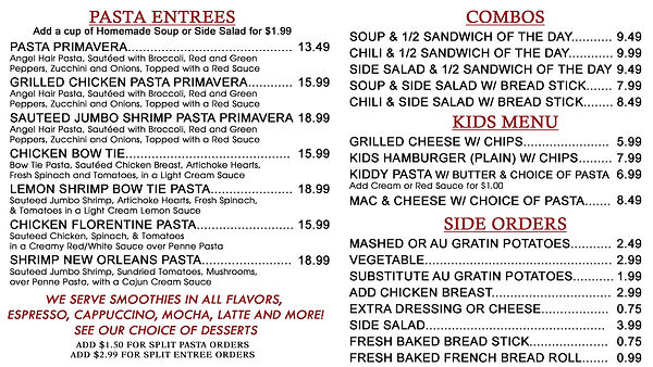 menu | GASTON’S BISTRO