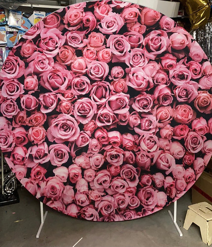 Rose Design Circle Backdrop Hire | balloons-brisbane