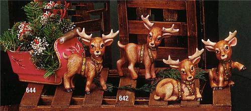 FOUR Reindeer SET (sleigh sold separately) #642 | paintedcolorceramics