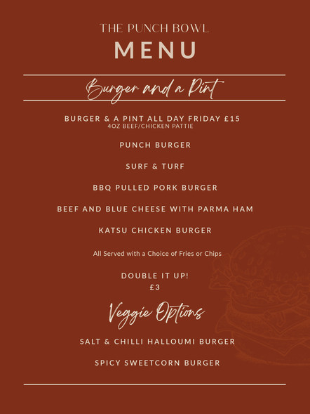 Menus | The Punch Bowl