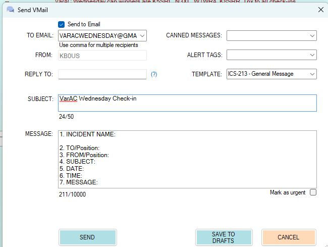Should VarAC Wednesday optionally use the ICS-213 form on the third ...