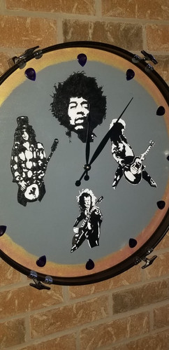 22" Ultimate Guitar Legends Bass Drum Clock | Funky Upbeat Designs