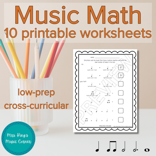 Music Math Rhythm Worksheets for Music Class, Piano, and More! | Mrs ...