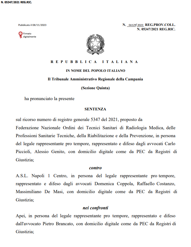 SENTENZA TAR DI NAPOLI