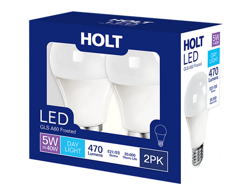 LED GLS Classic Bulb 5W A60 E27/ES Daylight 2pk | OneBeyond