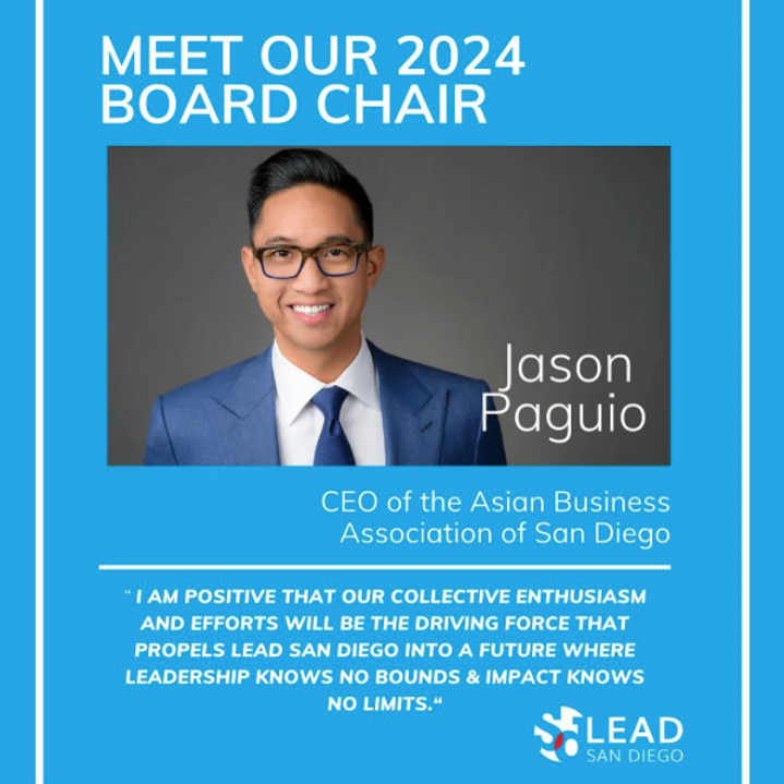 LEAD San Diego Welcomes 2024 Board Chair: Jason Paguio