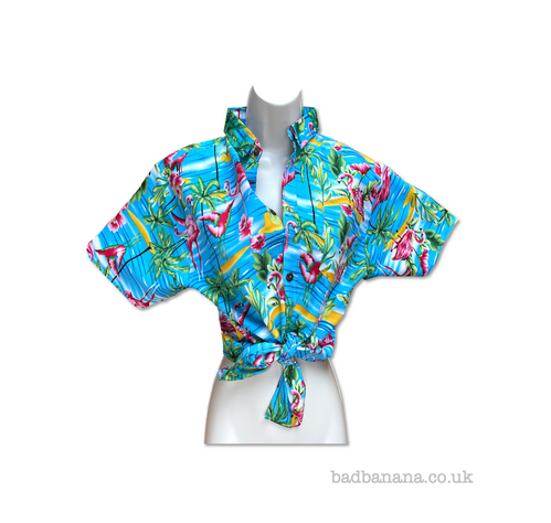 Boyfriend Blue Flamingo Rave Festival Hawaiian Shirt | Bad Banana