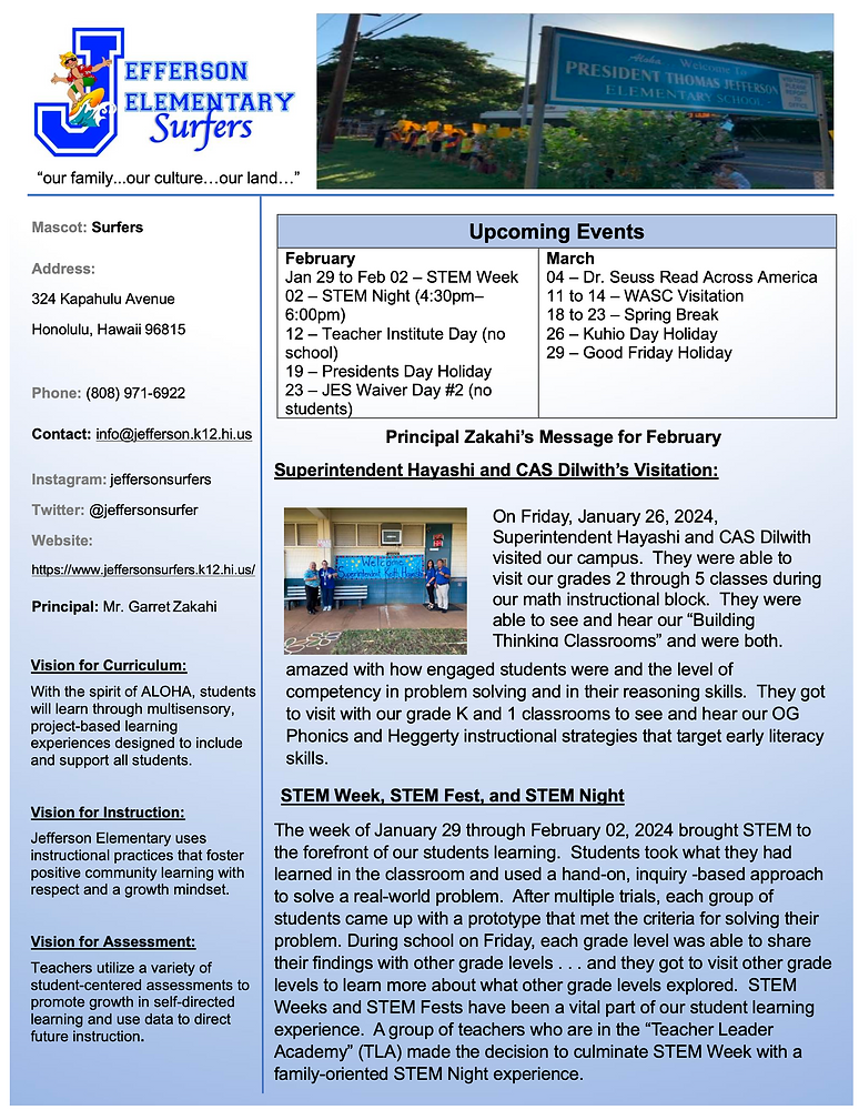 Principal's Newsletter - February 2024 & Enrichment Feb. Collaborator