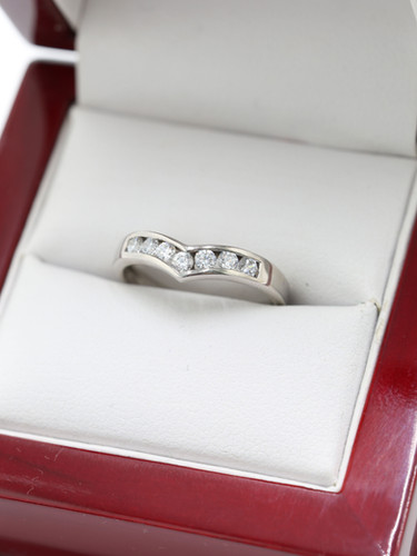 9ct White Gold CZ Wishbone Ring | Cashbrokers Grantham