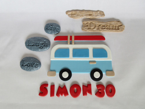 Surfer Camper Van Cake Topper Edible. | The Cake Fairy Crafts