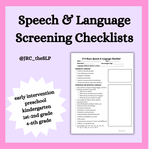 Speech & Language Screening Checklists | JRC the SLP