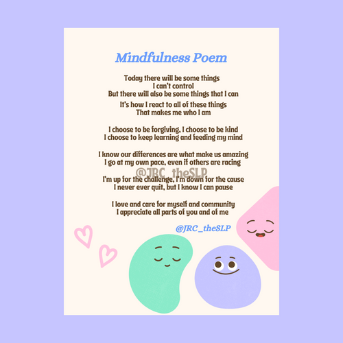 Mindfulness Poem Colorful PDF Digital Download | JRC the SLP