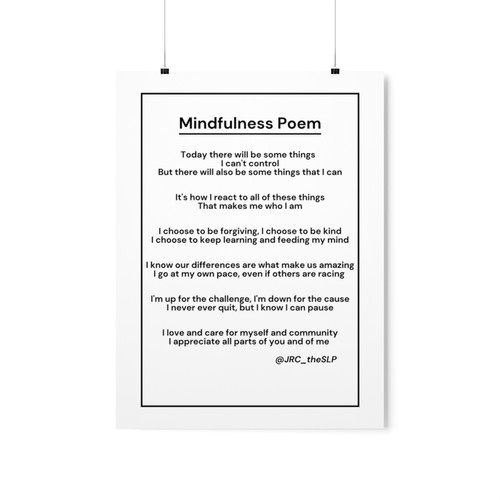 Mindfulness Poem Minimalist Black and White Premium Matte Vertical ...