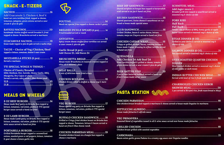 MENU | The Three Idiots Bar