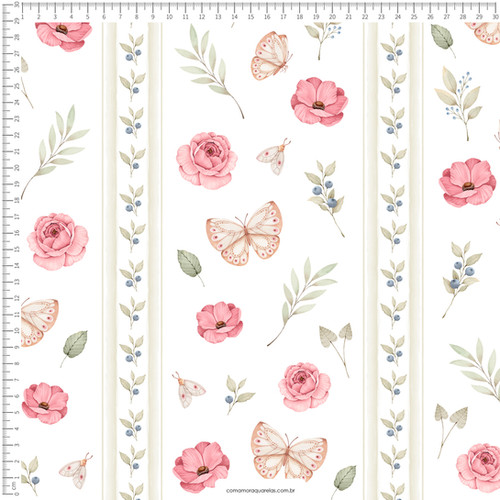 Tecido Bosque Florido - CAA168 | Com Amor Aquarelas