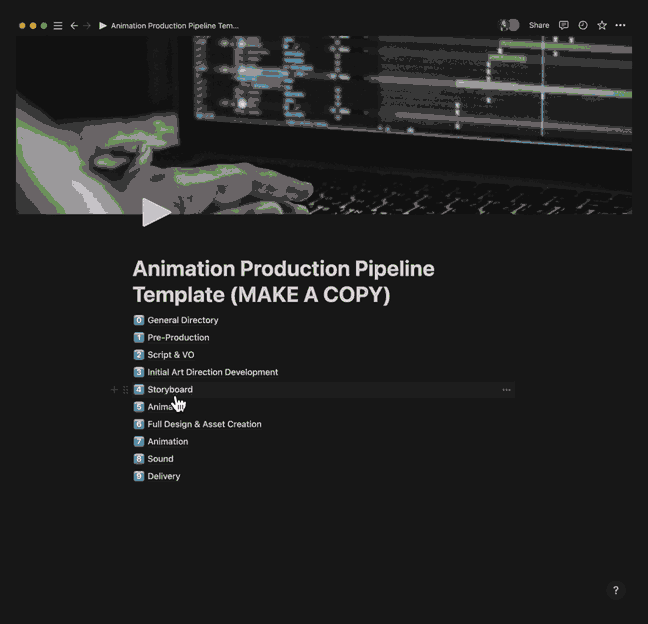 Animation Production Pipeline Notion Template | Audrey Havey