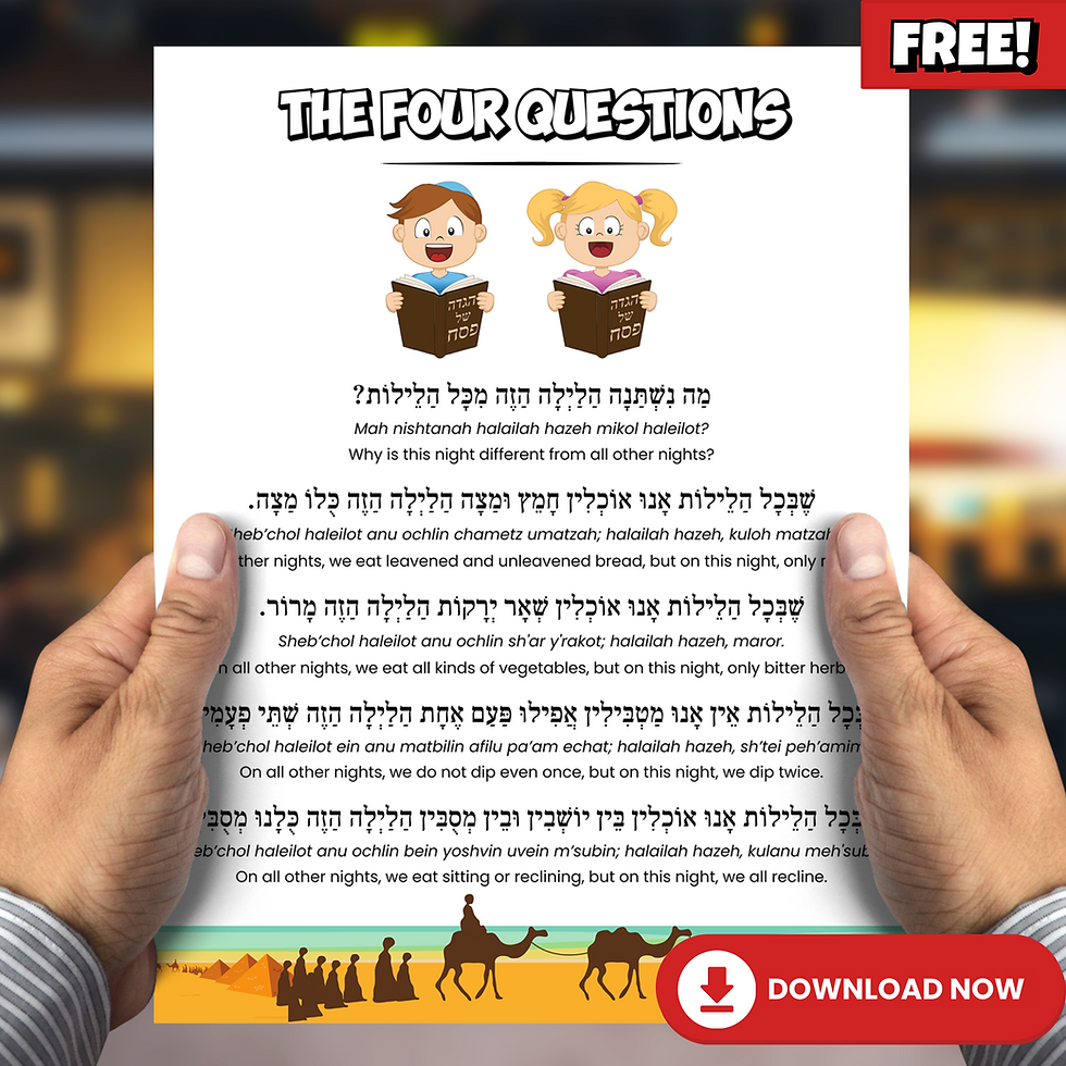 The Four Questions | Jewish Ed Printables