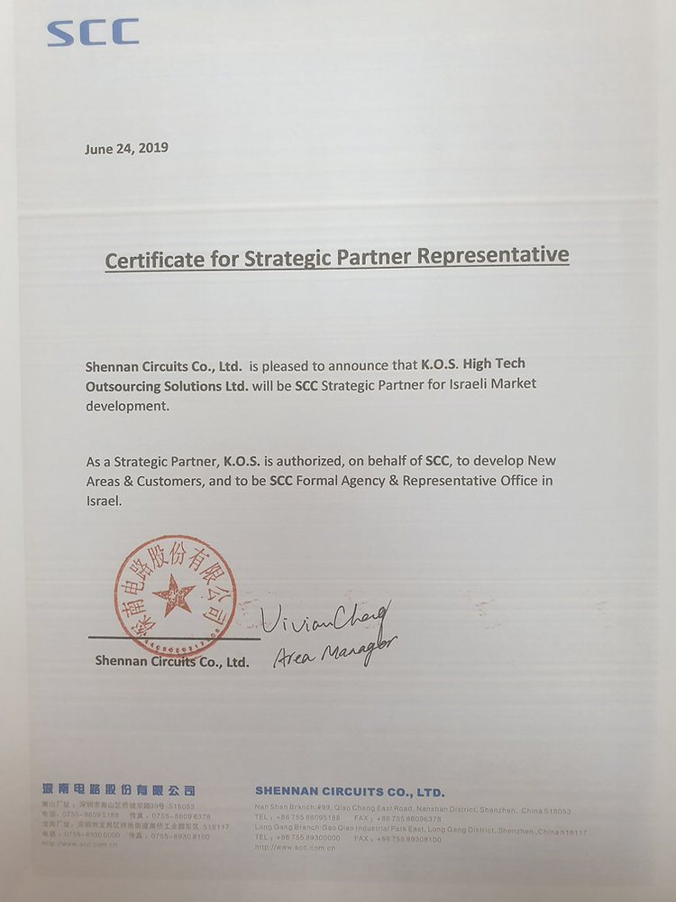 Certificate for Strategic Partner Representative