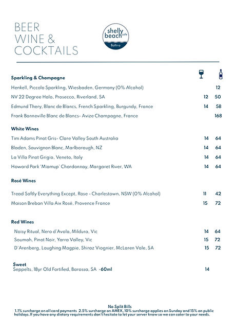 MENU | Shelly Beach Cafe