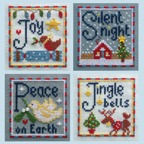 C205 Joy, Silent Night, Peace & Jingle Bells Cards | Nia Cross Stitch