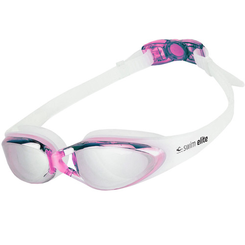 White/Pink Mirrored Pro Goggles | swimelite