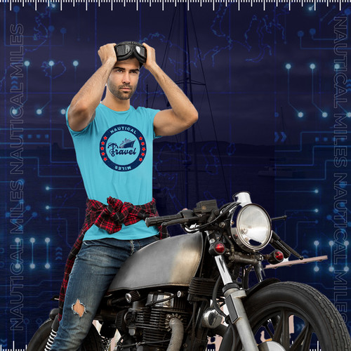 NAUTICAL MILES Aqua Blue Crew Neck Tee | unn.space