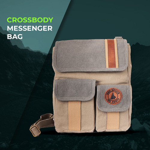 Tan Blue Crossbody Messenger Bag, 185 Knots | unn.space