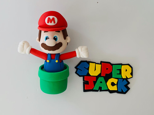 Fondant Super Mario Bros Cake Topper With Personalised Name Plaque ...