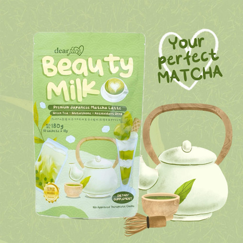 Dear Face Beauty Milk - Matcha Latte (Green Tea + Glutathione ...