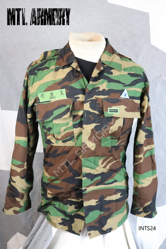 KOREAN ROK MILITARY WOODLAND COMBAT SHIRT W/PATCHES SIZE 90/165CM (35.4 ...
