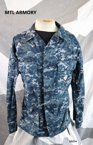 US NAVY NWU TYPE 1 BLUE DIGITAL CAMO BLUEBERRY UNIFORM SHIRT SIZE LARGE ...