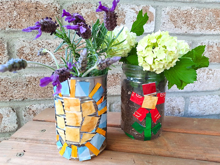 Recycled Mosaic Jar Kids Craft