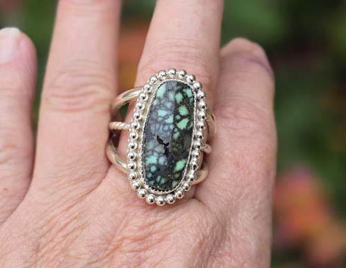 Handmade Damele Variscite Ring in Sterling Silver Size 12.5