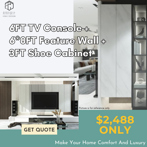 TV Console + Feature Wall + Shoe Cabinet | How2Design4u