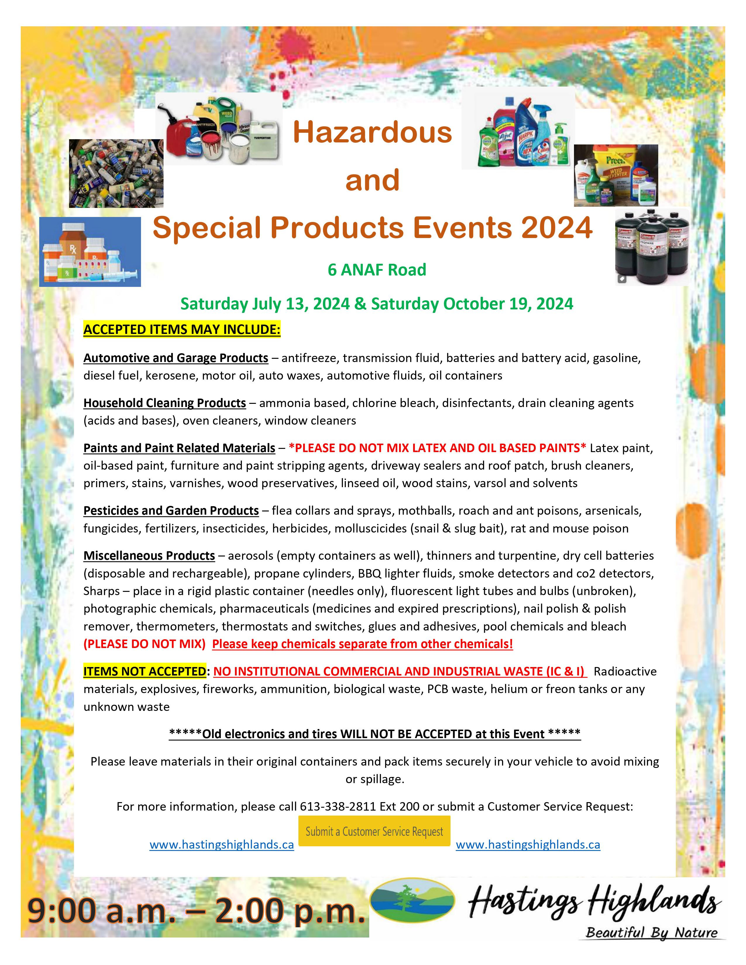 Hazardous Waste Dates | Lake St. Peter Assoc