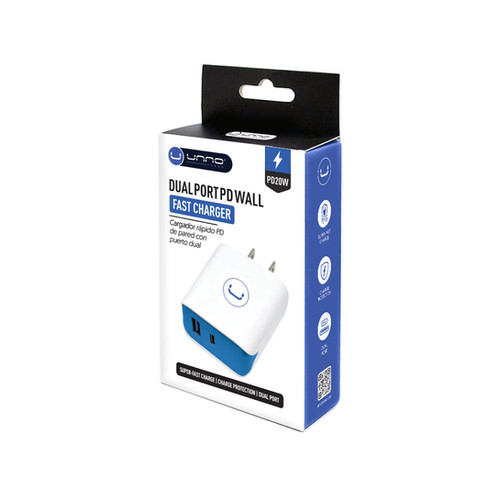 Unno Dual Port Fast Charging Block (USB/Type-C) | Xtechshop.tt
