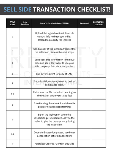 Sell Side Transaction Coordinator Checklist | Knowledge Is Power U